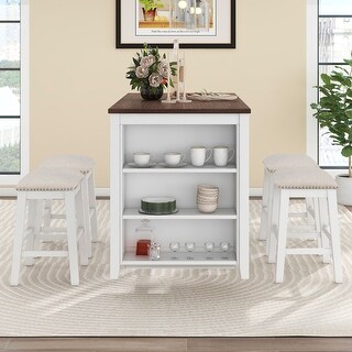 Home Kitchen Breakfast Table Dining Set, 5 Pieces Counter Height ...