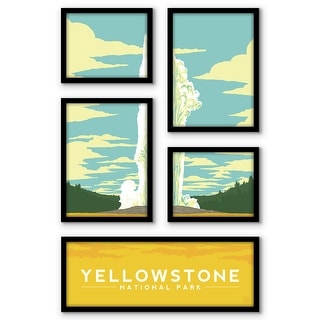 Americanflat Old Faithful Yellowstone National Park 5 Piece Grid Wall ...
