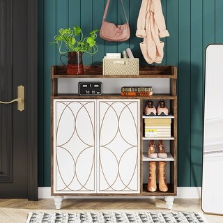 Multifunctional Shoe Cabinet with Door, Freestanding Shoes Rack with ...