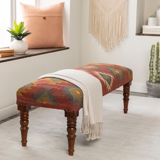 Livabliss Anupama Southwestern Upholstered Jute Bench - Bed Bath ...