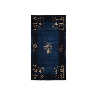 Shahbanu Rugs Big Dipper Blue Antique Chinese Peking Clean and Soft ...