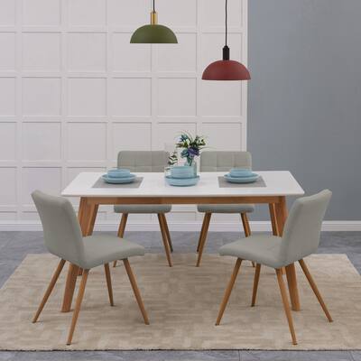 Handy Living Windsor 5-piece Natural Rectangle Table and Armless Linen ...