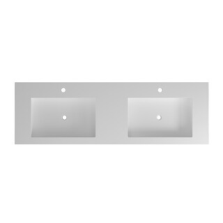 47" Matte White Solid Surface Double Basin,No Drainer and Drainpipe ...