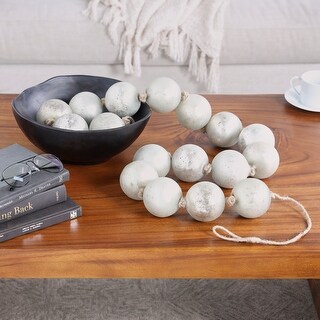 Silver Glass Handmade Round Extra Long Frosted Orb Beaded Garland with ...