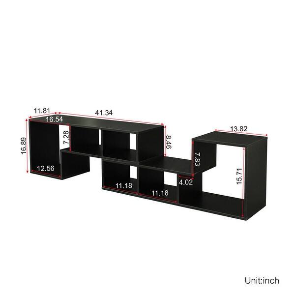 Double L-Shaped Wood TV Stand With Display Shelf and Bookcase - Bed ...