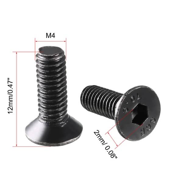 M4x12mm 10.9 Carbon Steel Countersunk Head Hex Socket Screw Black 50pcs ...
