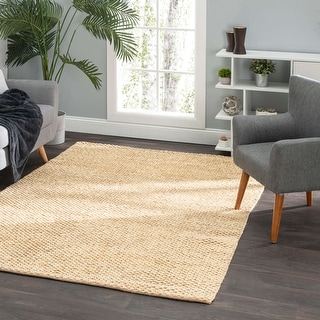 Textured Natural Handwoven Jute Rug - Bed Bath & Beyond - 37434990