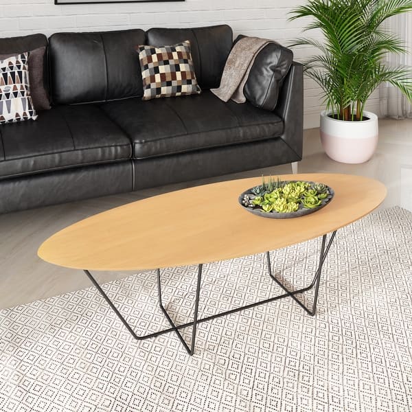 Modrest Esther Industrial Large Oak Coffee Table - Bed Bath & Beyond ...