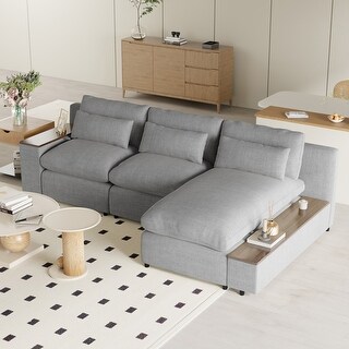 Modular Sectional Sofa with Removable Back Cushions,3 Pillows and ...