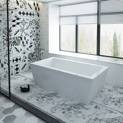 Square overflow free standing bathtub, 66 3/4 x 29 7/8 with overflow ...