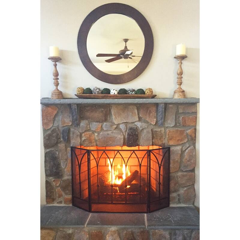 34" Round Hammered Copper Mirror in Oil Rubbed Bronze (MFR3434 ...