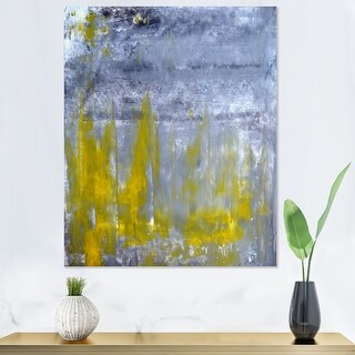 Designart "Grey And Yellow Merging Abstract VI" Modern Canvas artwork ...