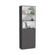 2-Door Bookcase with Upper Shelves, Matt Gray / White - Bed Bath ...