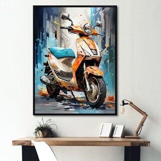 Designart "Coral Electric Glide Scooter" Scooter Framed Wall Decor ...
