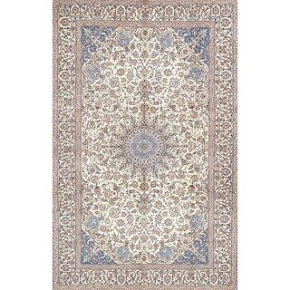 Canvello Nain Silkroad Ivory And Blue Area Rug - 7'3" X 11'11" - 7' 3 ...