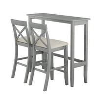 Rustic 48"Rectangular Wood Bar Height Dining Set for 2，Bar Set with 2 ...