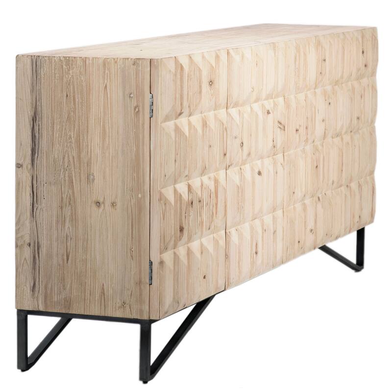 Blakely 84-inch Reclaimed Pine and Iron 4-Door Sideboard in a Light ...