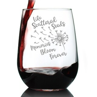Scattered Seeds Dandelion - Stemless Wine Glass - Sympathy Bereavement ...