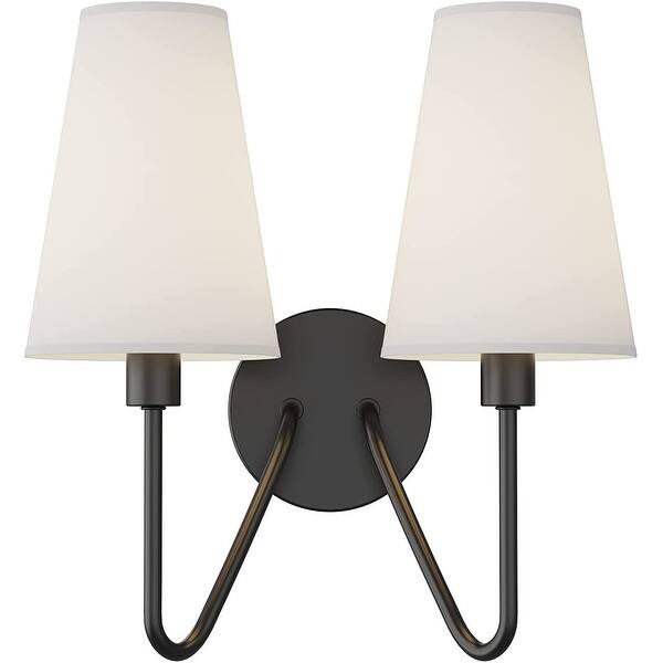 2 light wall sconces lighting fixture black wall light with white linen ...