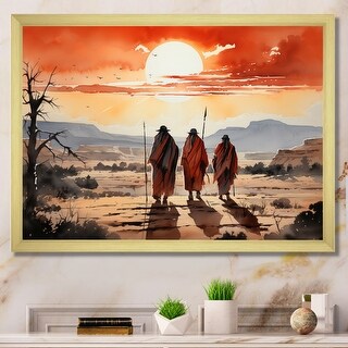Designart "Native Art Guardians Of Prairies" Native American Framed ...