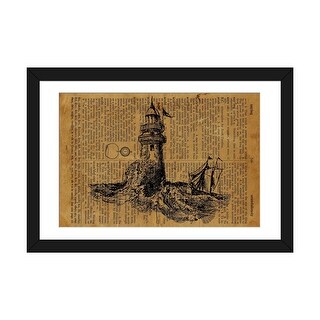 iCanvas "Old Lighthouse Etching On Old Paper" by FisherCraft - Bed Bath ...