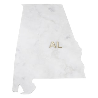 Lg Polished Marble "Alabama" Cutting Board w/brass state abbreviation ...
