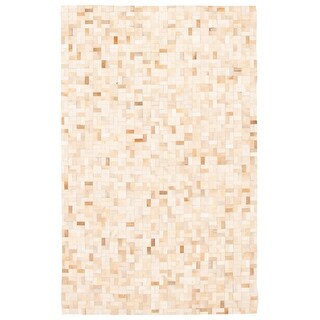 ECARPETGALLERY Handmade Cowhide Patchwork Ivory Leather Rug - 5'6 x 7 ...