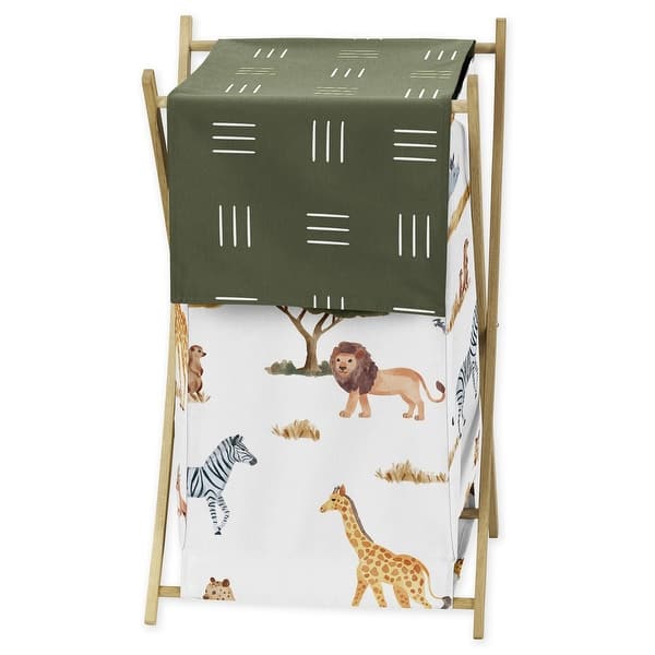 Jungle Animals Laundry Hamper Hunter Green Grey Black and White Safari ...