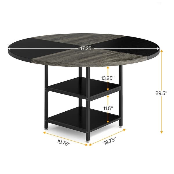 Round Dining Table for 4, 47 inch Kitchen Table Small Dinner Table with ...