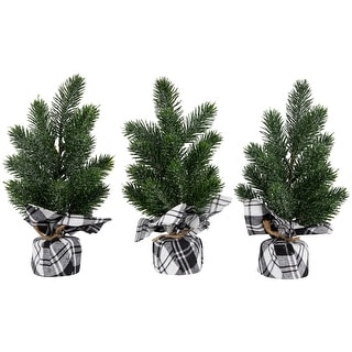 Mini Iced Pine Artificial Christmas Trees - 10" - Set of 3 - Tabletop ...