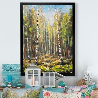 Designart "Green Forest Wood Landscape" Traditional Framed Wall Art ...
