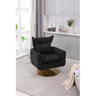 Swivel Lounge Sofa 360Swivel Barrel Chair w/ Curved Neck Brace, Black ...
