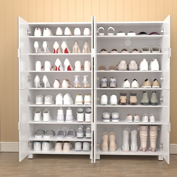 4 Door Mirrored Wardrobe Closet with Adjustable Shelves and 4 Drawers for Shoes Clothes and Accessories for Hallway Foyer Bed Bath Beyond 42331779