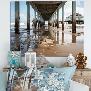 Designart "Pier Abstract Pier An I" Coastal Pier Wall Decor - Bed Bath ...