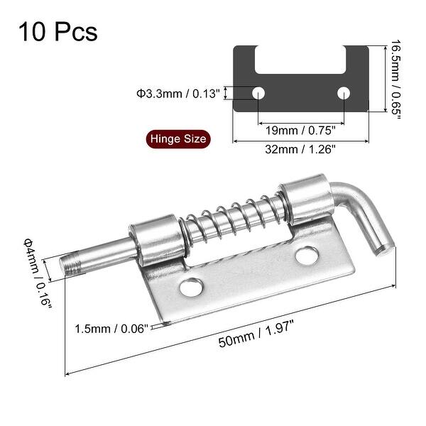 Spring Loaded Latch Pin, 10Pcs Stainless Steel Left-Handed with Hole ...