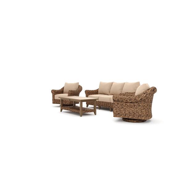 Cayman 4 Piece Sunbrella Seating Set, Heritage Brown - Bed Bath ...