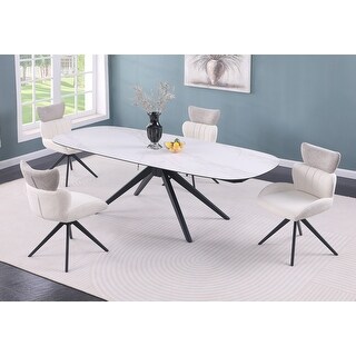 Somette Contemporary Ceramic Top Dining Table w/ 2 Motion Extension ...
