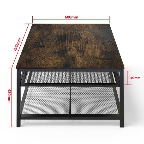 CTEX Industrial 2-Layers Metal Coffee Table with Storage Shelf for Home ...