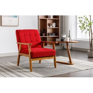 Mid-Century Solid Wood Red Accent chair Armchair - Bed Bath & Beyond ...
