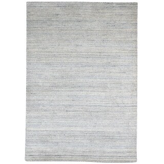 One of a Kind Hand-Woven Modern 5' x 8' Trellis Wool Silver Rug - 5' x ...