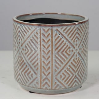 Light Blue And Beige Reactive Glaze Ceramic Planter - Bed Bath & Beyond ...