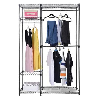 Whitmor Supreme Garment Rack - Double Shelf Rolling Clothes Organizer ...