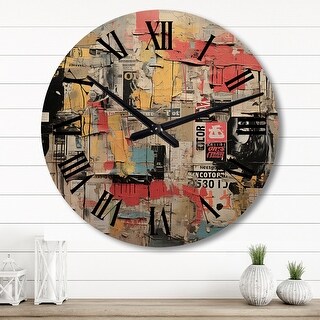 Designart "Urban Collage III" Abstract Collages Oversized Wood Wall ...