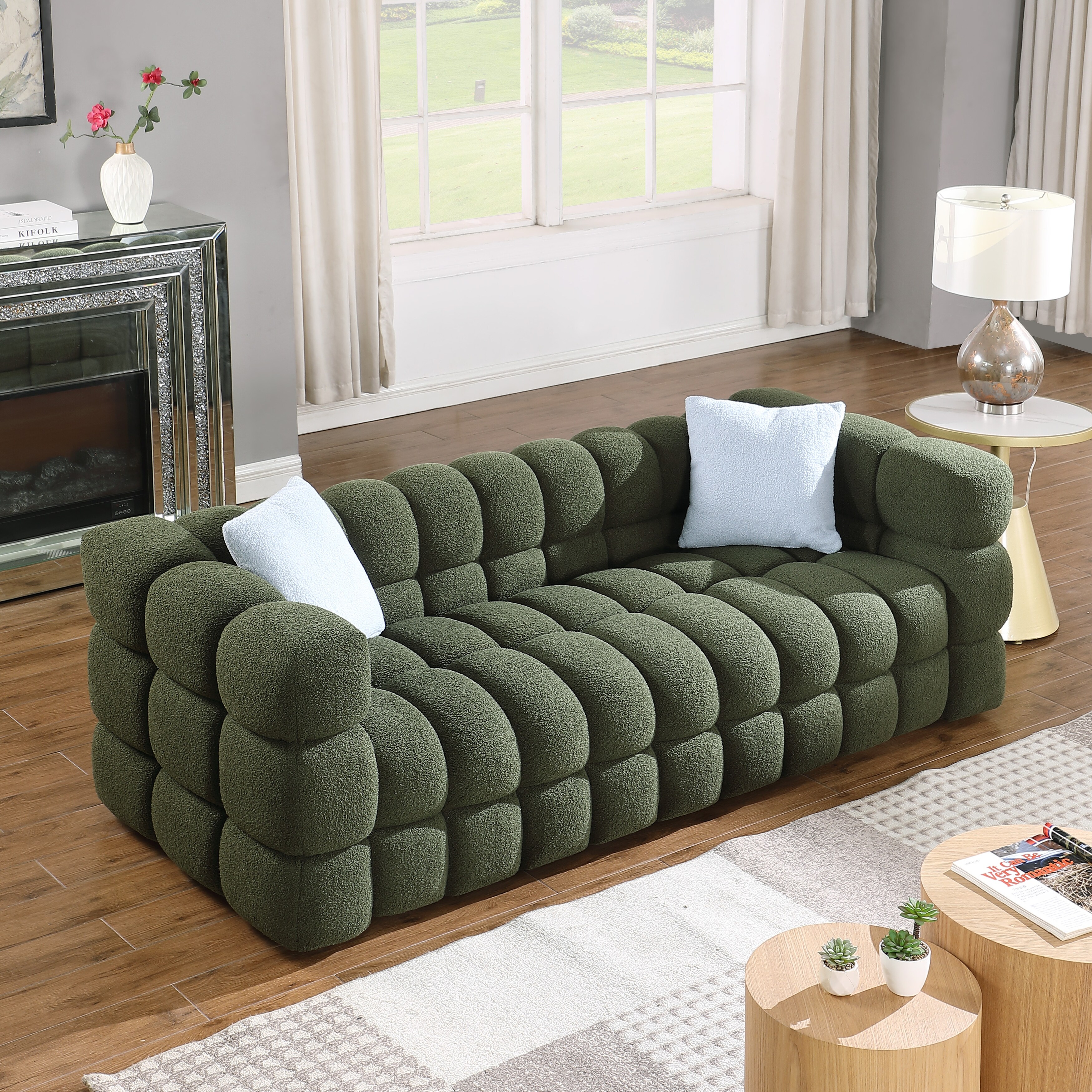 Olive green velvet couch store
