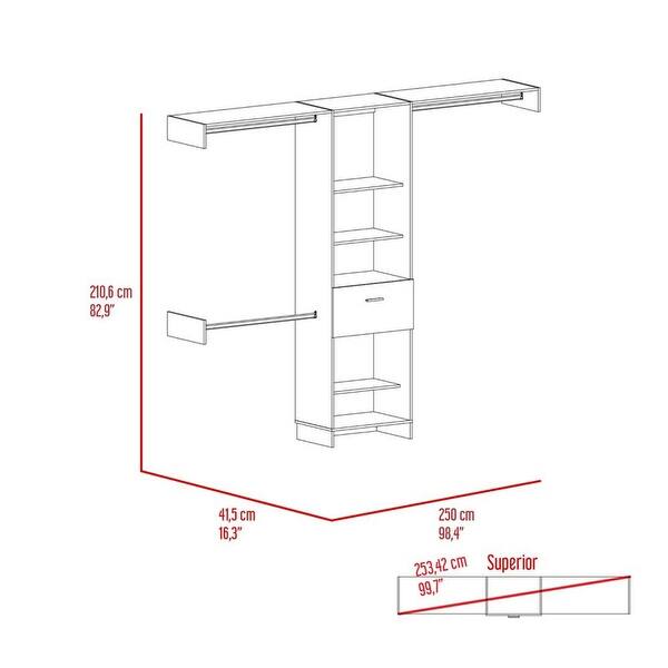 Distinctive Design 1-Drawer 5-Shelf Closet System for Living Room ...
