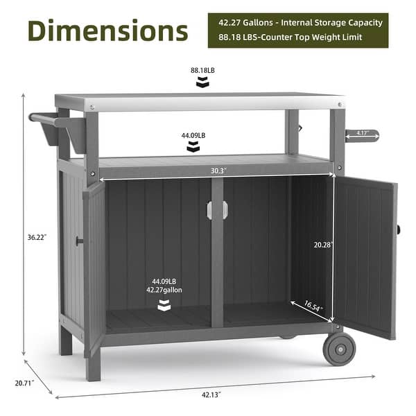 Outdoor Grilling Table with Storage,Outdoor Cabinet,Stainless Steel ...