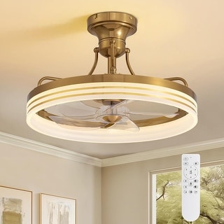 Gohrid 20 in. Indoor Gold Integrated LED Ceiling Fan with Light and ...