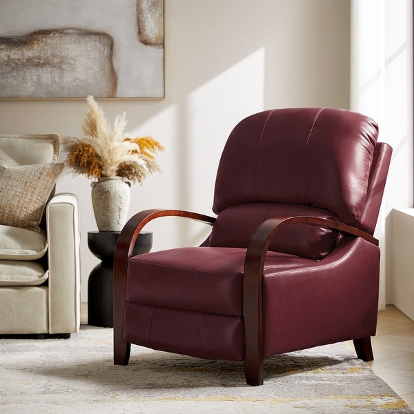 Alexandra Mid Century Modern Genuine Leather Manual Recliner On Sale Bed Bath Beyond 35262838