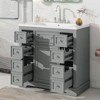 36" Bathroom Vanity with Sink Combo and One Cabinet and Six Drawers ...
