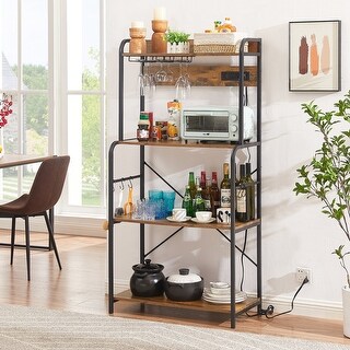 Baker's Rack with Power Outlet and Microwave Compatibility Kitchen ...